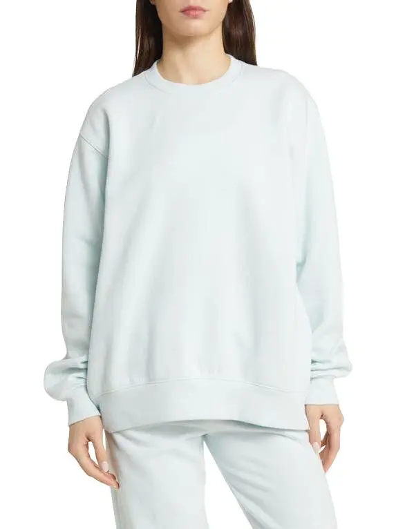Bp. Oversized Crewneck Sweatshirt With Fleece Detail - Blue Wander