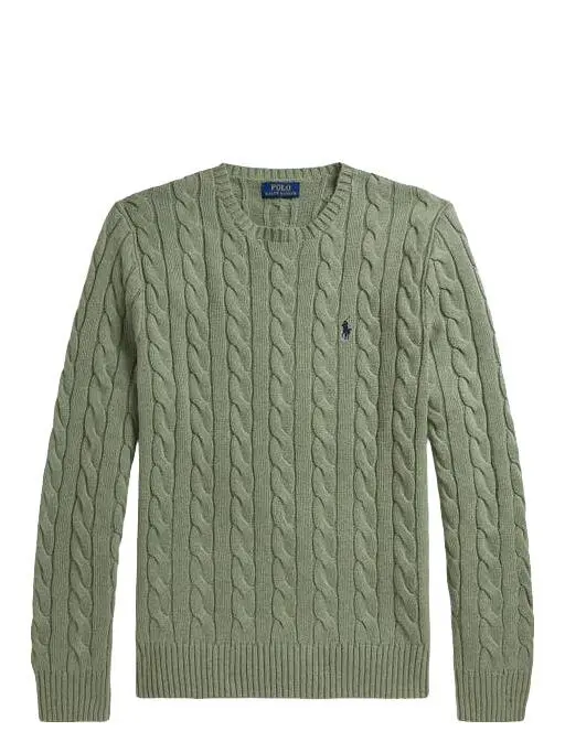 Ralph Lauren Cable Knit Cotton Crewneck Sweater - Fern Green Heather