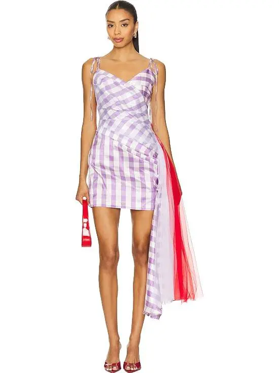 KIM SHUI Plaid Mini Dress - Purple