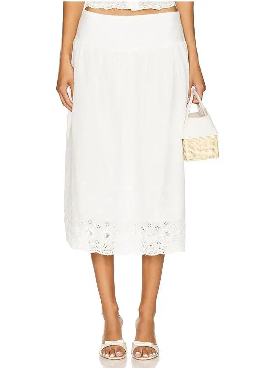 MORE TO COME Cassandra Midi Skirt - White