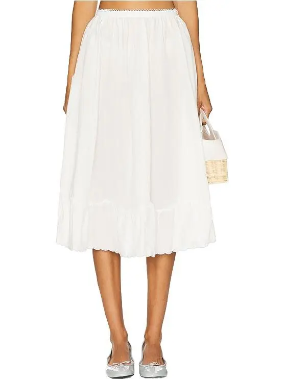 For Love & Lemons Tea Time Poplin Midi Skirt - White