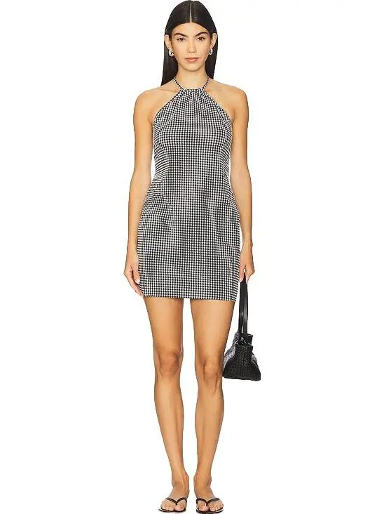 Hunza G Halter Neck Mini Dress - Black Gingham