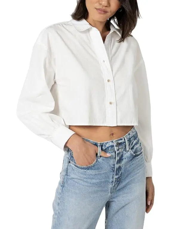 UNPUBLISHED Ana Cotton Crop Button-up Shirt - Whisper