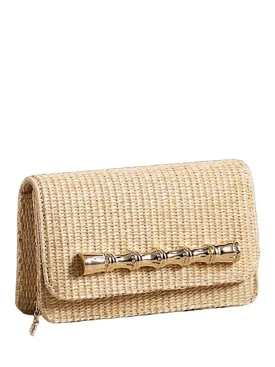 LISI LERCH Foldover Straw Clutch - Bamboo Bar