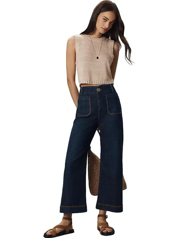 Maeve The Colette Whipstitch Crop Wide-leg Jeans - Citroen Wash