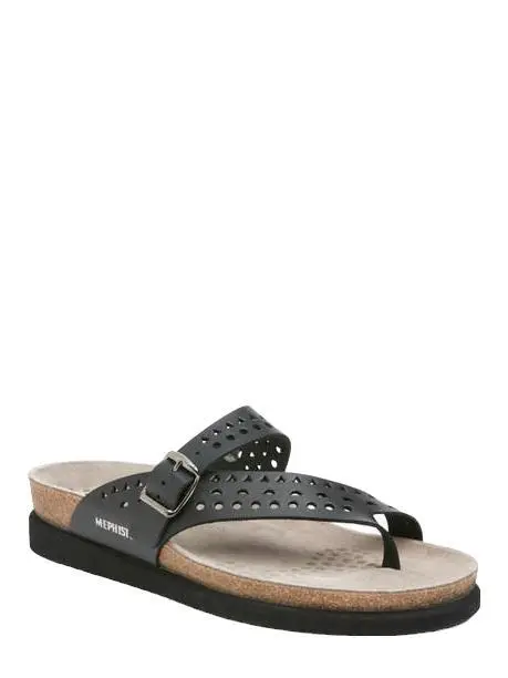 Mephisto Helena Perforated Toe Loop Sandal - Black Perf