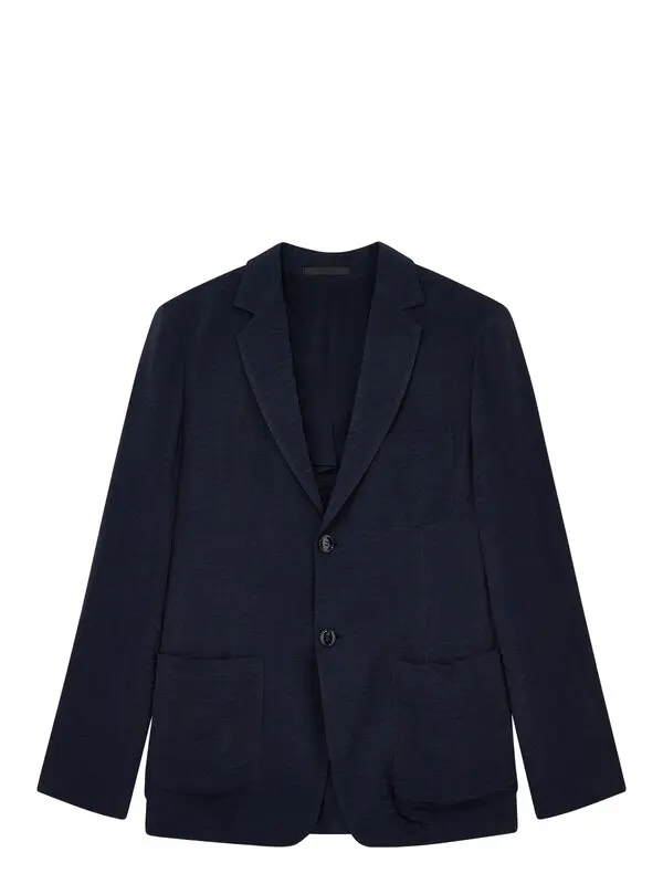 Giorgio Armani Single-breasted Jacquard Cupro Jacket - Blue