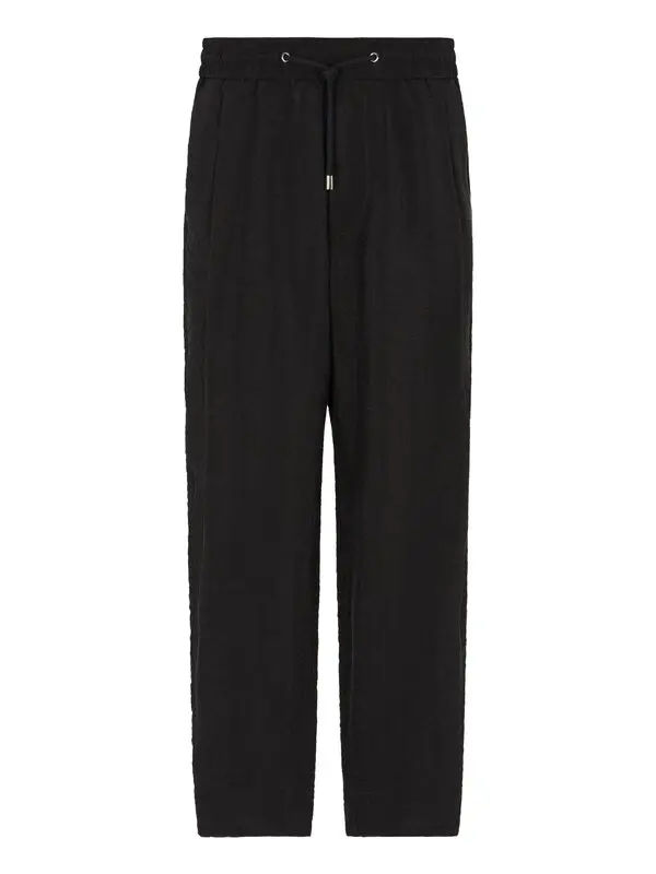 Giorgio Armani Jacquard Cupro Flat-front Trousers - Black