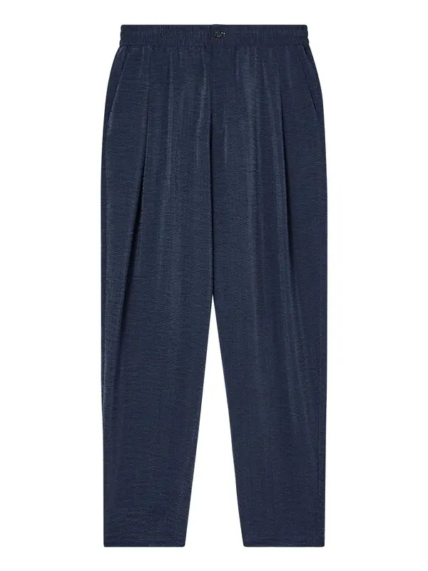Giorgio Armani Jacquard Cupro Flat-front Trousers - Blue