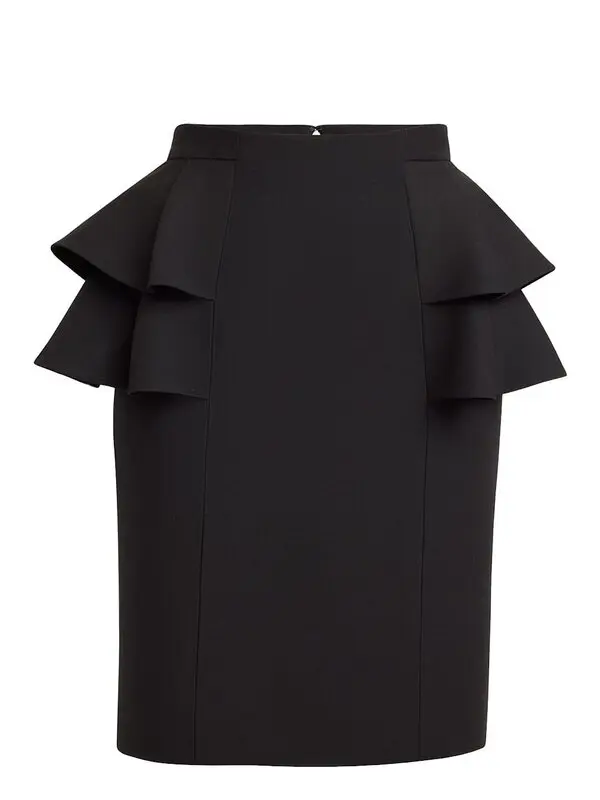 Valentino Garavani Tiered Peplum Midi Skirt - Black