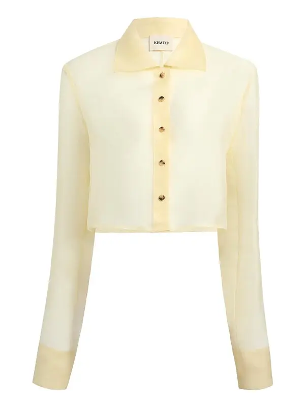 Khaite Jasen Cropped Shantung-organza Shirt - Yellow