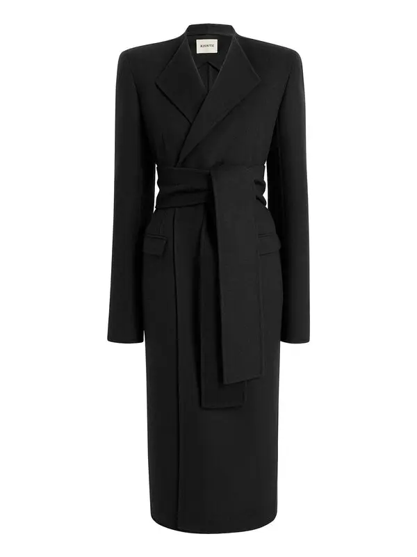 Khaite Jelson Belted Wool Coat - Dark Grey