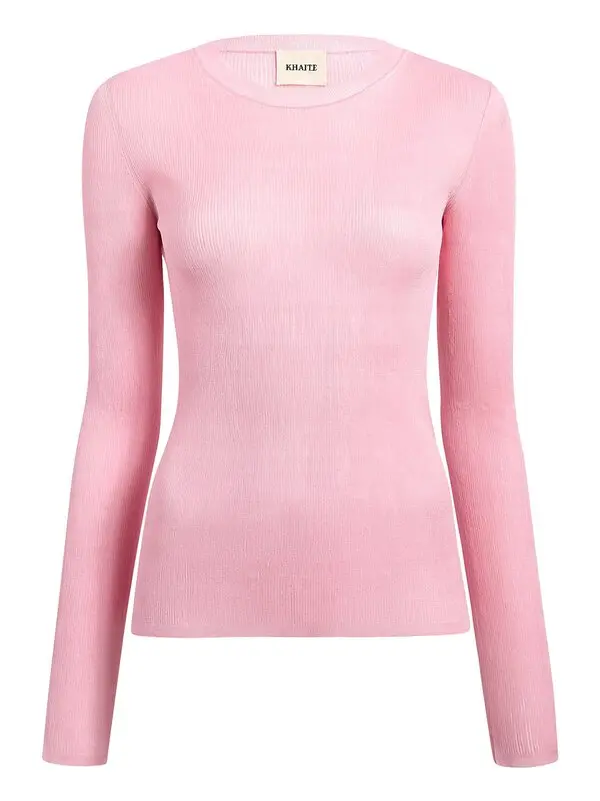 Khaite Mosi Ribbed Silk Top - Pink