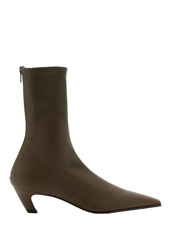 Khaite Arizona Leather Ankle Boots - Green
