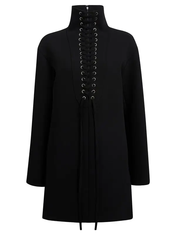 Khaite Lee Lace-up Crepe Mini Dress - Black