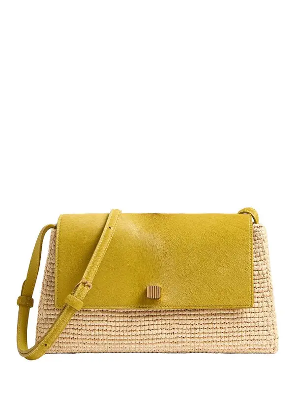 Khaite Audrey Raffia Crossbody Bag - Yellow