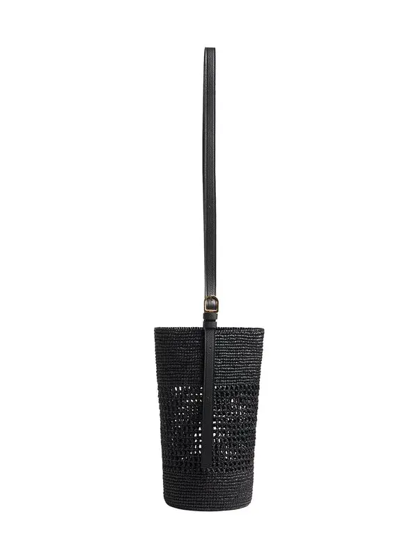 Khaite Billie Small Raffia Bucket Bag - Black