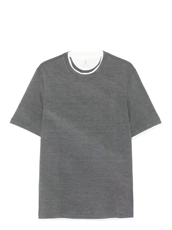 Brunello Cucinelli Silk-blend T-shirt - Grey