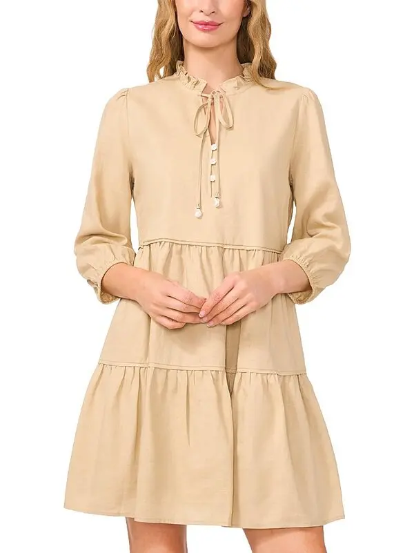 CECE DUPRAZ Long Sleeve Tiered Dress - Hazelnut