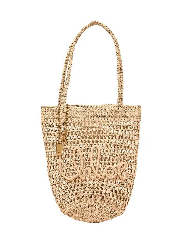 Chloé Small Raffia Tote - Clay Brown