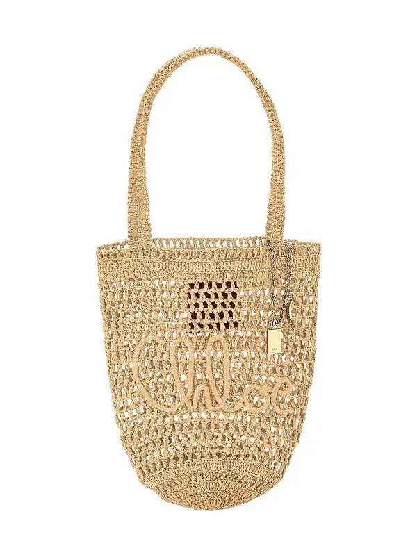 Chloé Small Raffia Tote - Hot Sand