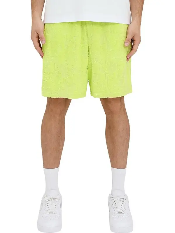 PURPLE BRAND Relaxed Fit Terry Jacquard Shorts - Green