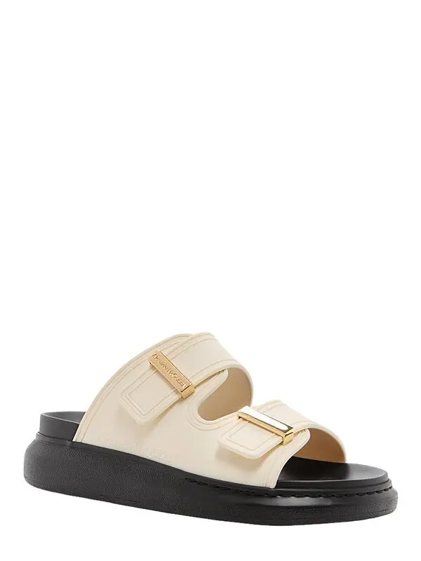 Alexander McQueen Leather Slide Sandals - Ecru