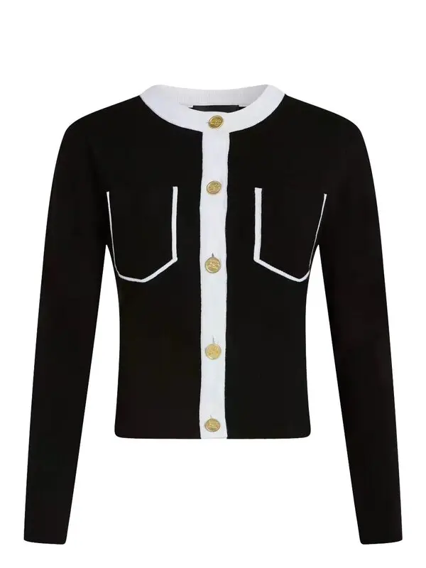 Karl Lagerfeld Contrast-piping Cardigan - Black