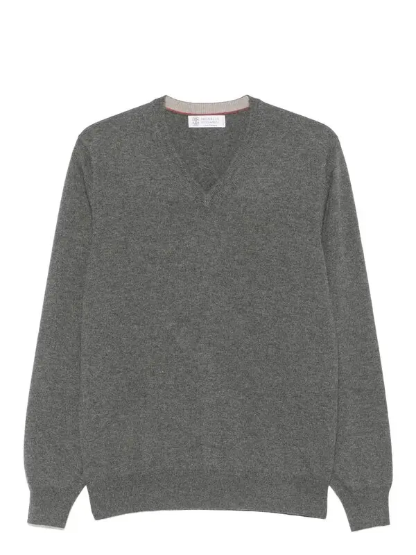 Brunello Cucinelli Cashmere V-neck Sweater - Grey