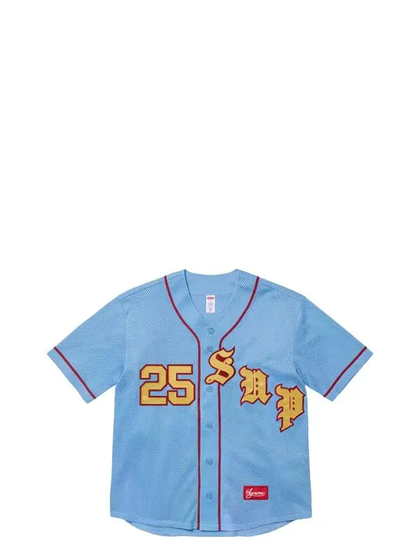 Supreme Old English Ss 25 Light Baseball Jersey - Blue