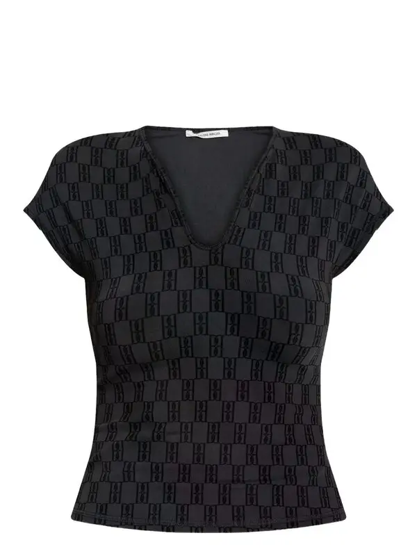 BY MALENE BIRGER Venazia Monogram-pattern Top - Black
