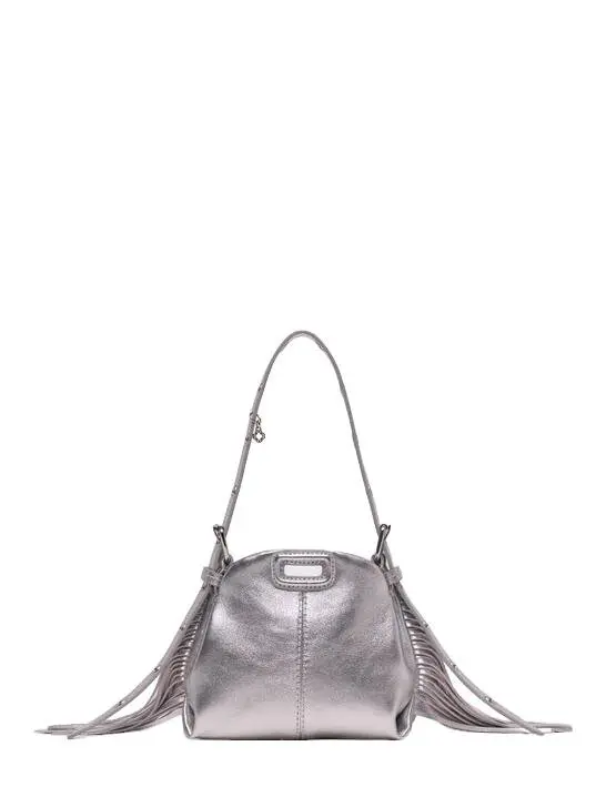 Maje Metallic Leather Micro Bag - Silver
