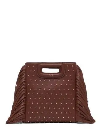 Maje Leather M Mini Bag With Studs - Brown