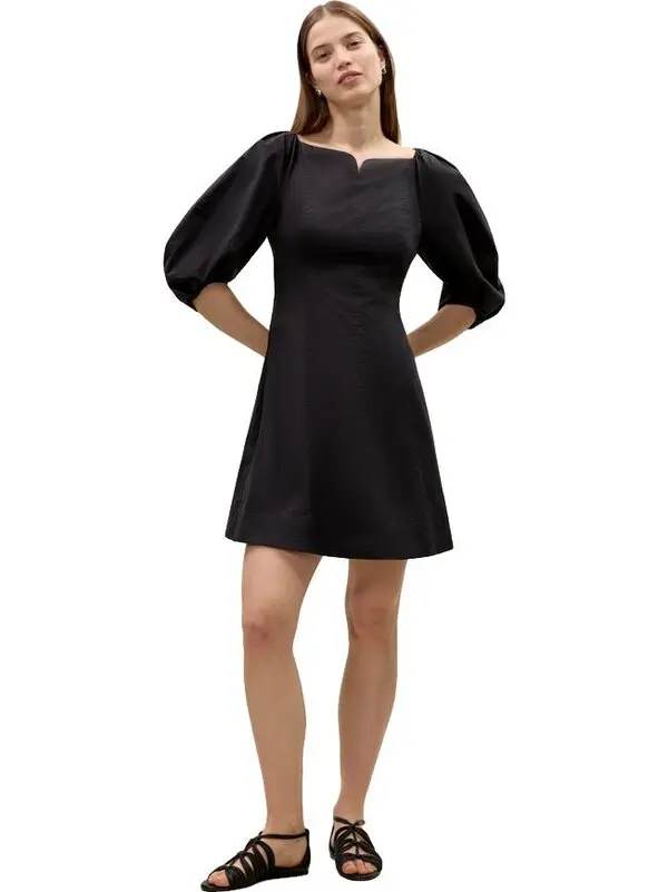 Rebecca Taylor Isla Poplin Mini Dress - Black