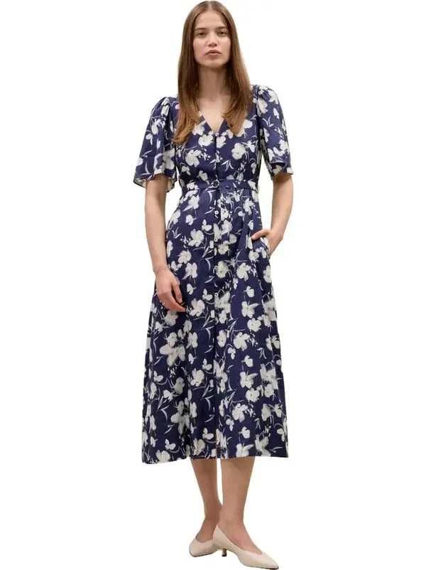 Rebecca Taylor Bea Linen Maxi Dress - Navy