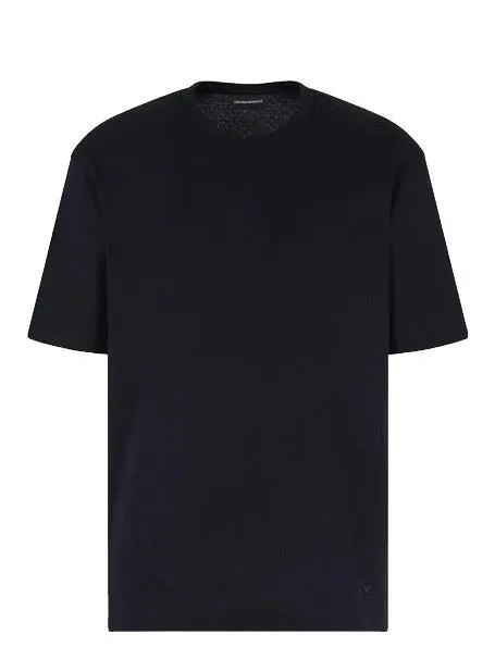 Emporio Armani Asv Jacquard Jersey T-shirt - Navy