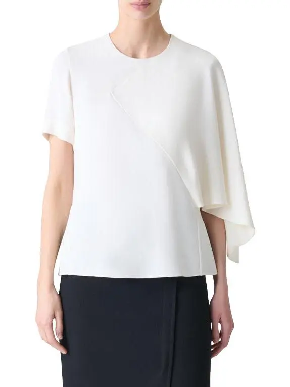 Akris Asymmetrical Sleeve Silk Top - Ecru