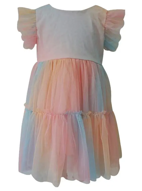 POPATU Tiered Tulle Dress - Rainbow