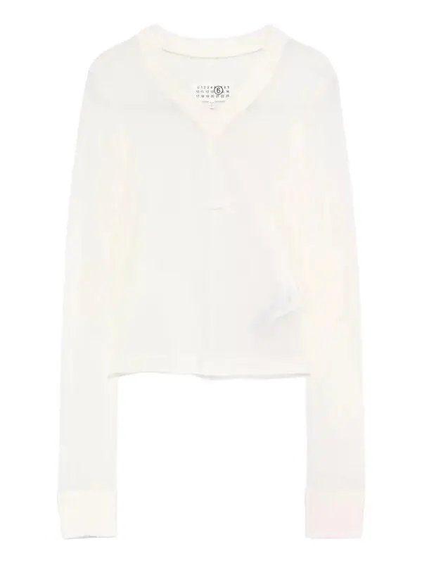 MAISON MARGIELA V-neck Long Sleeve T-shirt - White