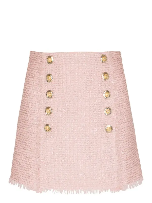 Balmain Tweed Sequinned Mini Skirt - Pink