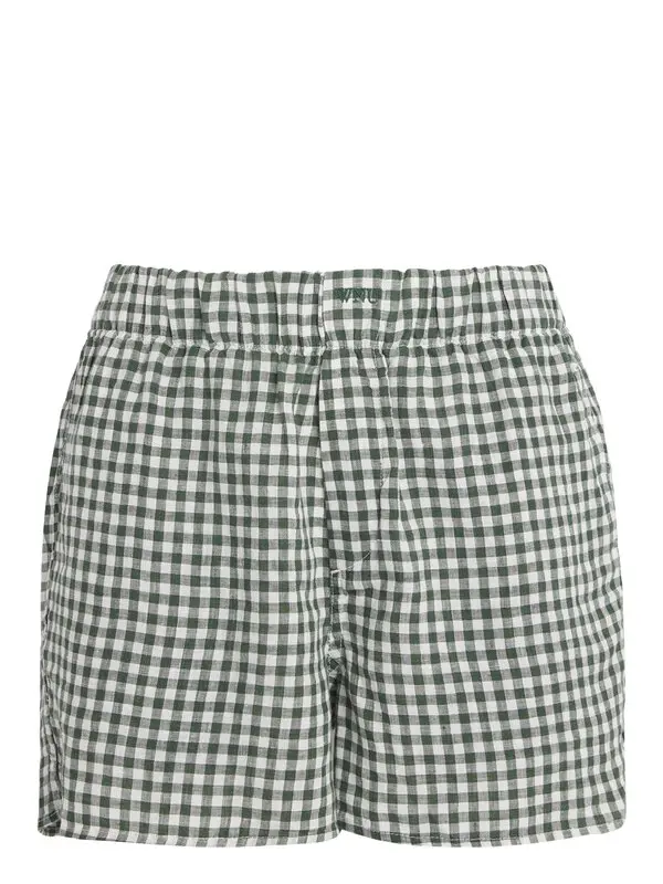 WITH NOTHING UNDERNEATH Linen Boxer Shorts - Green