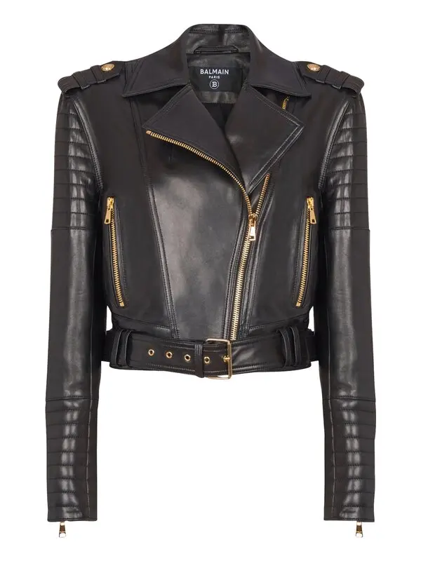 Balmain Leather Biker Jacket - Black