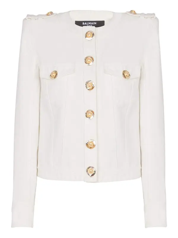 Balmain Cotton Cropped Jacket - White