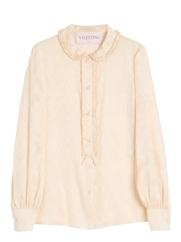 Valentino Garavani Silk Shirt With Graphic Print - Nude