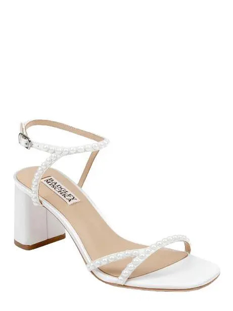 Badgley Mischka Giabella Ankle Strap Sandal - White Satin