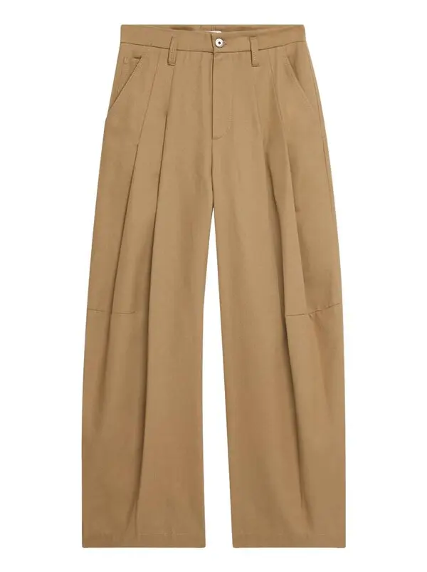 Brunello Cucinelli Barrel Pleated Cotton Twill Pants - Camel