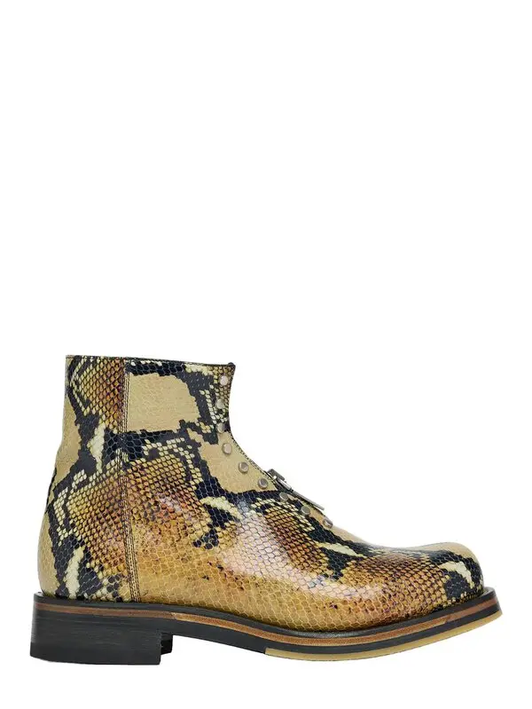 Alexander McQueen Snake-effect Leather Ankle Boots - Yelpat