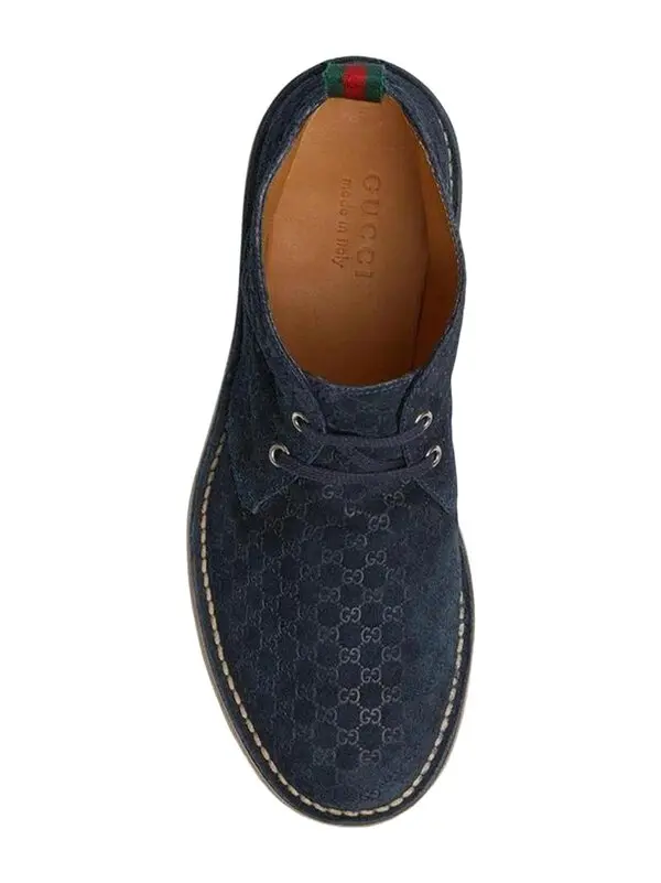 Gucci Moreau Gg Suede Lace-up Ankle Boots - Blu Midnt