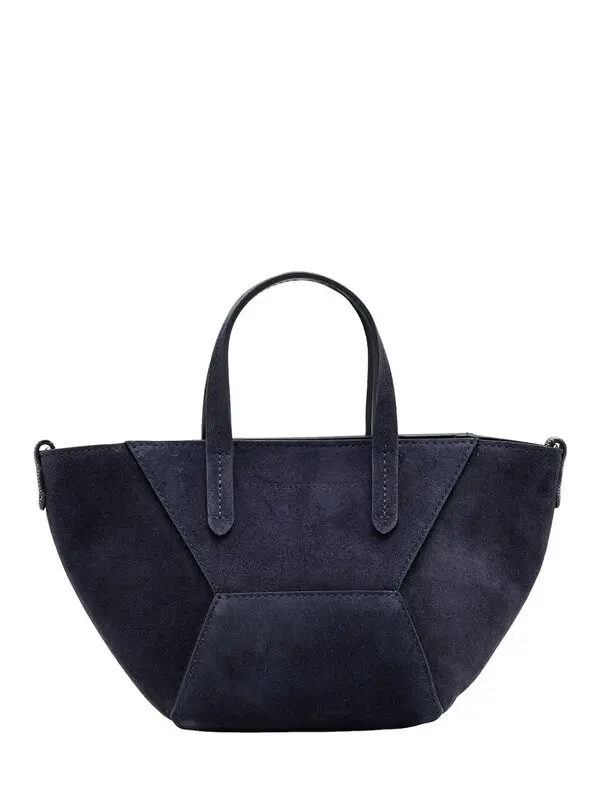 Brunello Cucinelli Mini Suede Shopper Tote - Night Sky