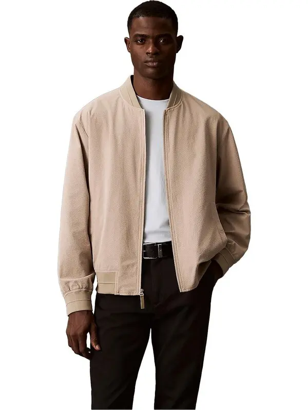 Calvin Klein Seersucker Bomber Jacket - Aluminum
